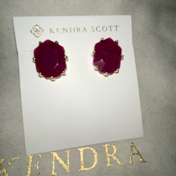 Kendra Scott | Jewelry | Rare Kendra Scott Maroon Jade Gold Morgan ...
